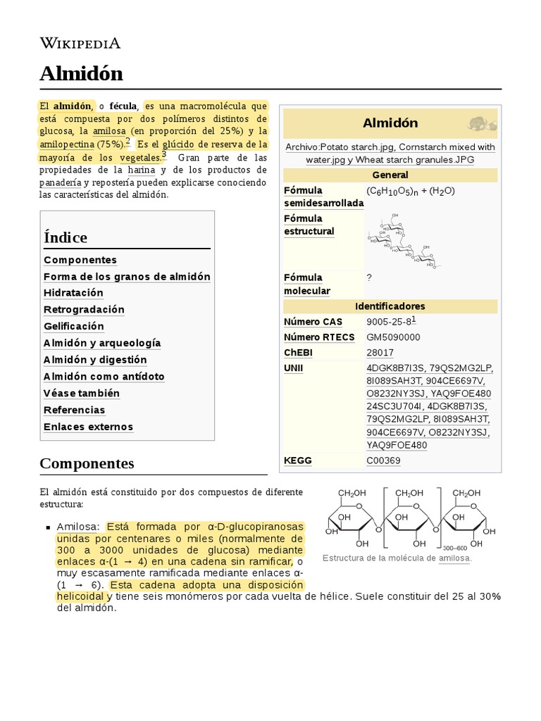 Almidón | PDF | Almidón | Química