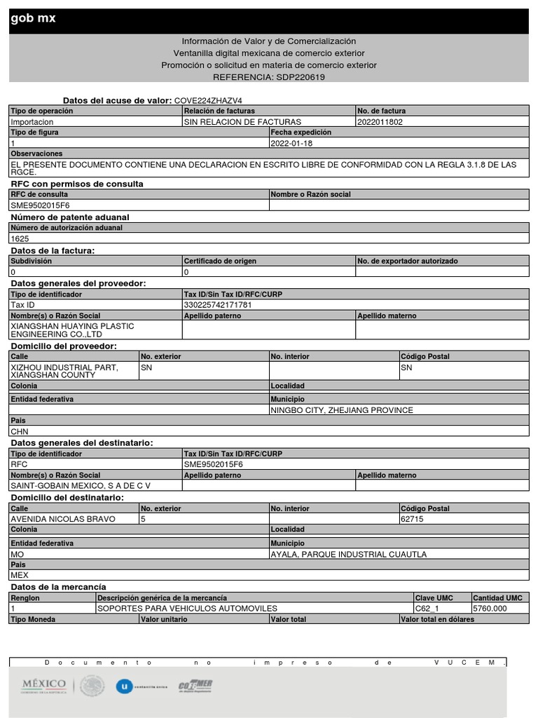 COVE | PDF | Dólar de los Estados Unidos | El comercio internacional
