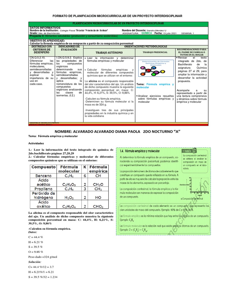 Fórmulas de Alicina y sus Propiedades | PDF | Moléculas | Química