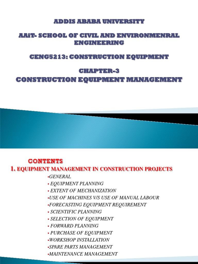 Chapter-3 Construction Equipment Management | PDF | Depreciation ...