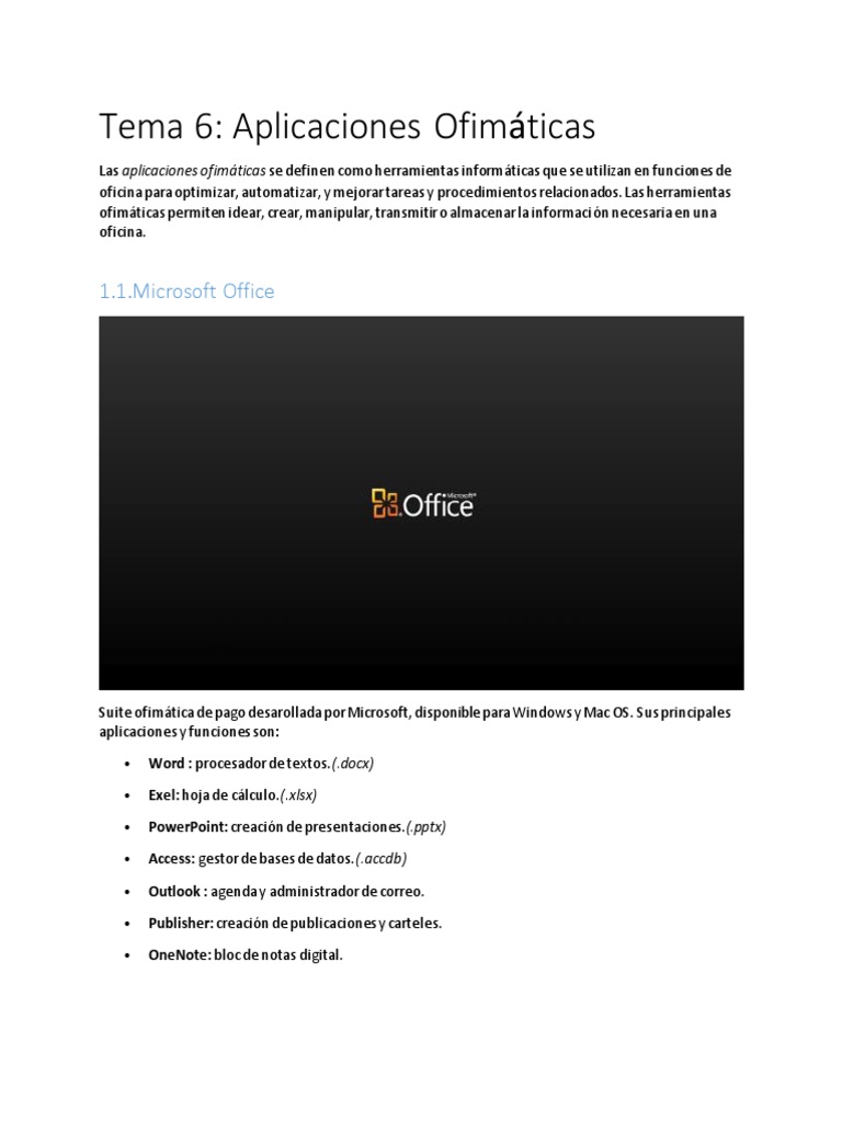 Guía de Aplicaciones Ofimáticas | PDF | Bases de datos | Microsoft