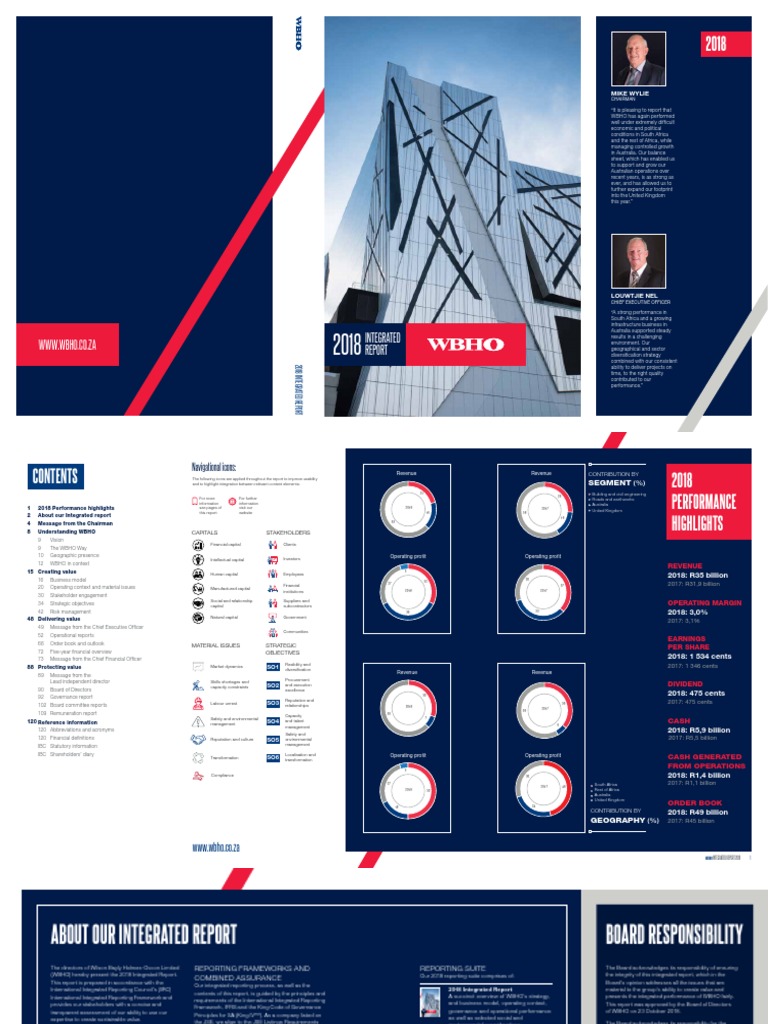 WBHO Integrated Report 2018 | PDF | Audit | Financial Statement