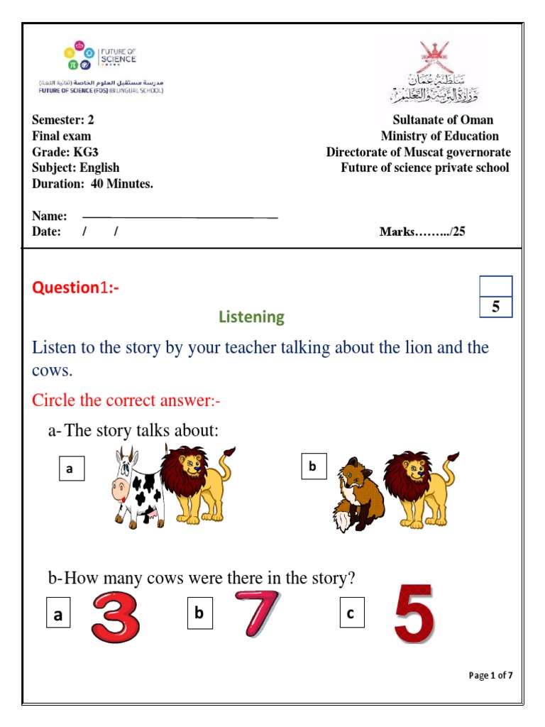 kg3 Final Exam | Download Free PDF | Linguistics