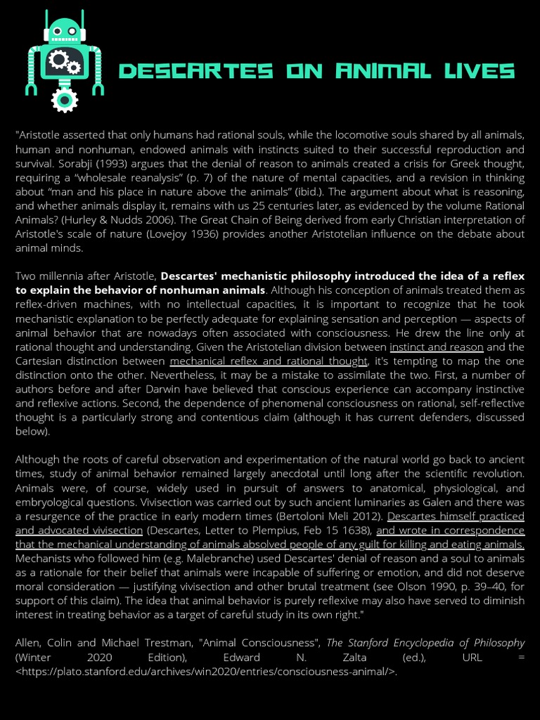 Descartes On Animal Lives | PDF | Reason | Thought