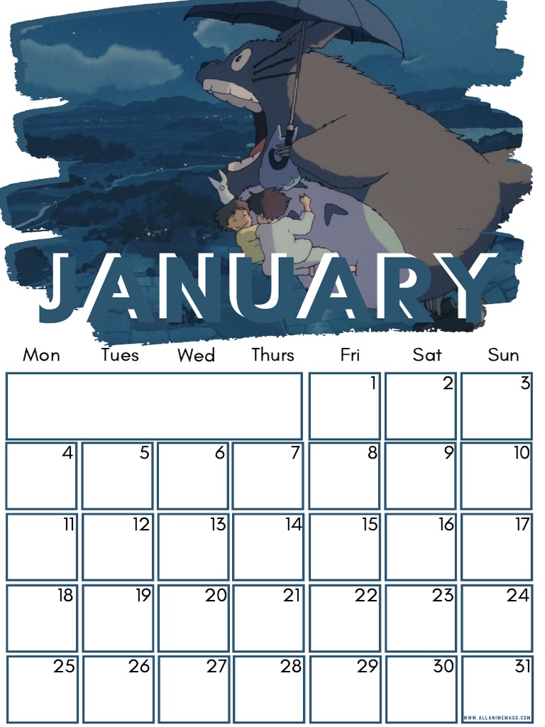 Studio Ghibli Free Downloadable Anime Calendar 2021 AllAnimeMag | PDF
