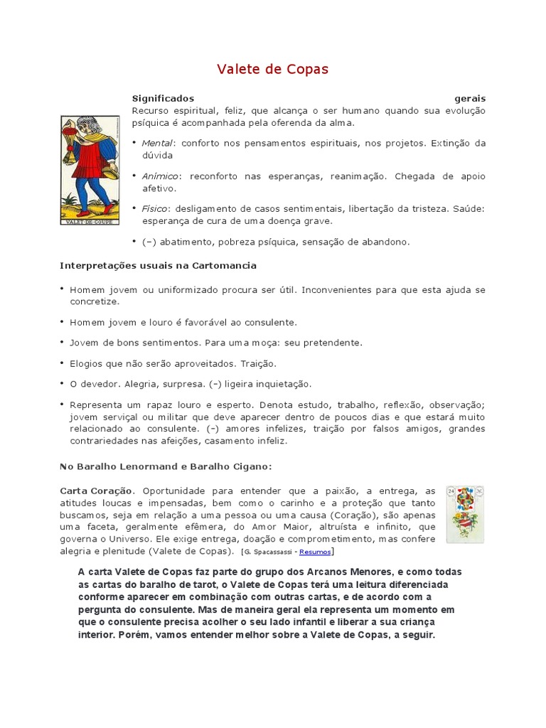 O Valete de Copas: significados espirituais, mentais e emocionais deste ...