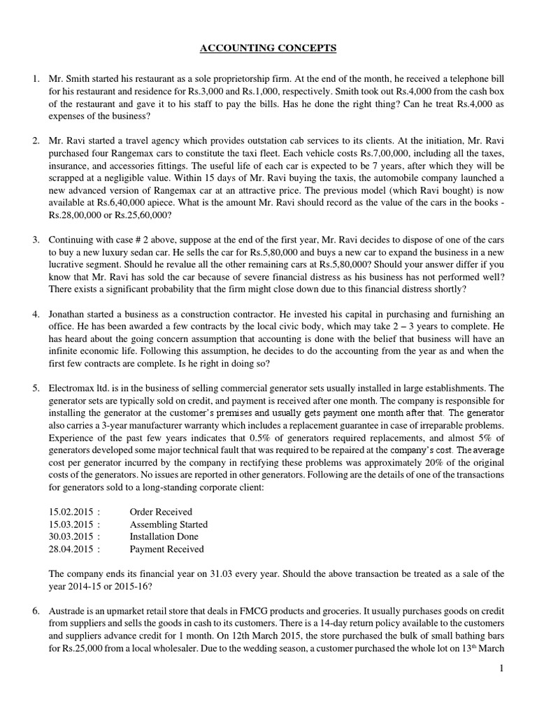 Accounting Concepts Caselets | PDF | Insurance | Car