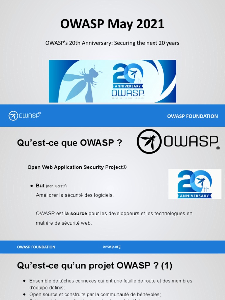 Présentation d'OWASP | PDF | Sécurité | Sécurité des systèmes d'information