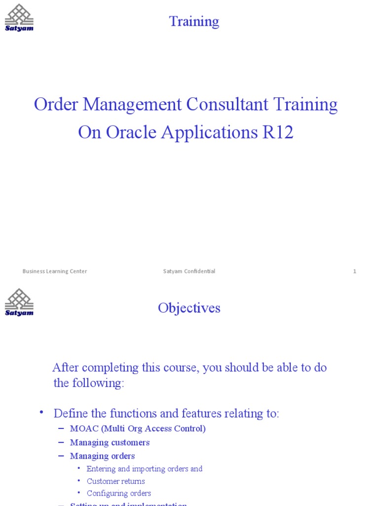 Oracle R12 SCM Oracle Order Managment Consultant Training V1.1 | PDF ...
