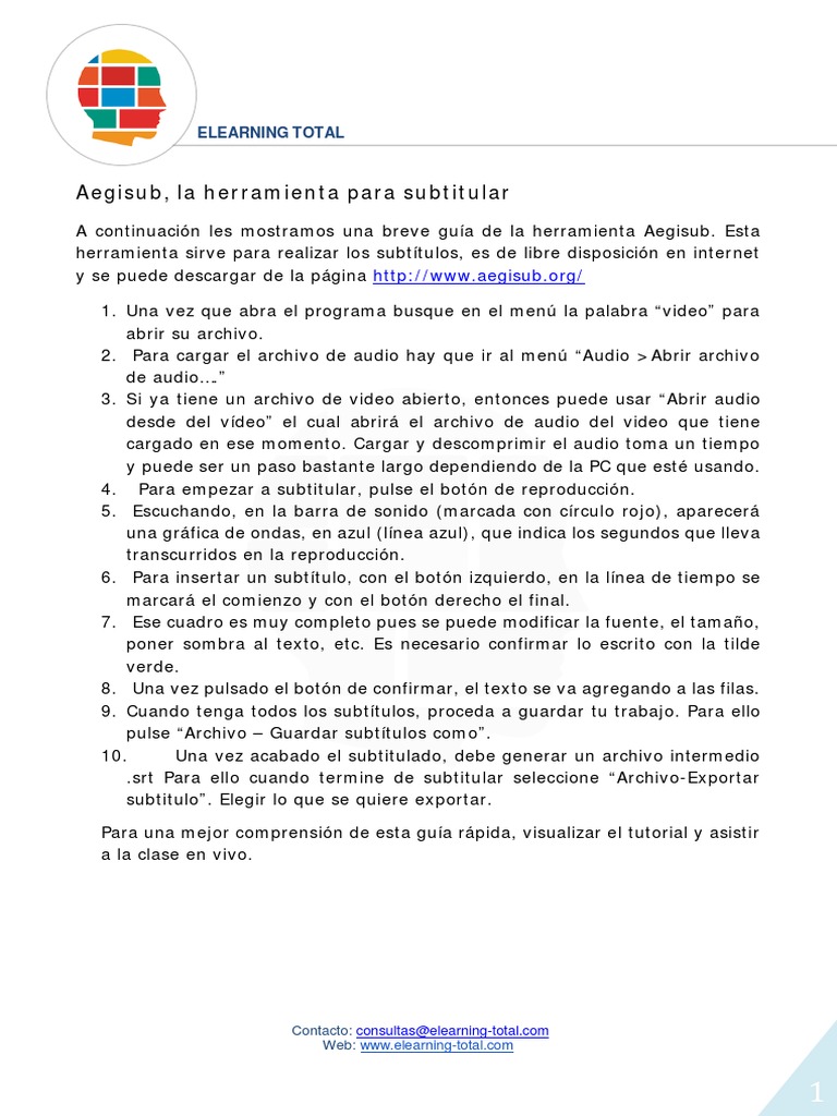 Guía rápida de Aegisub para subtitulado | PDF