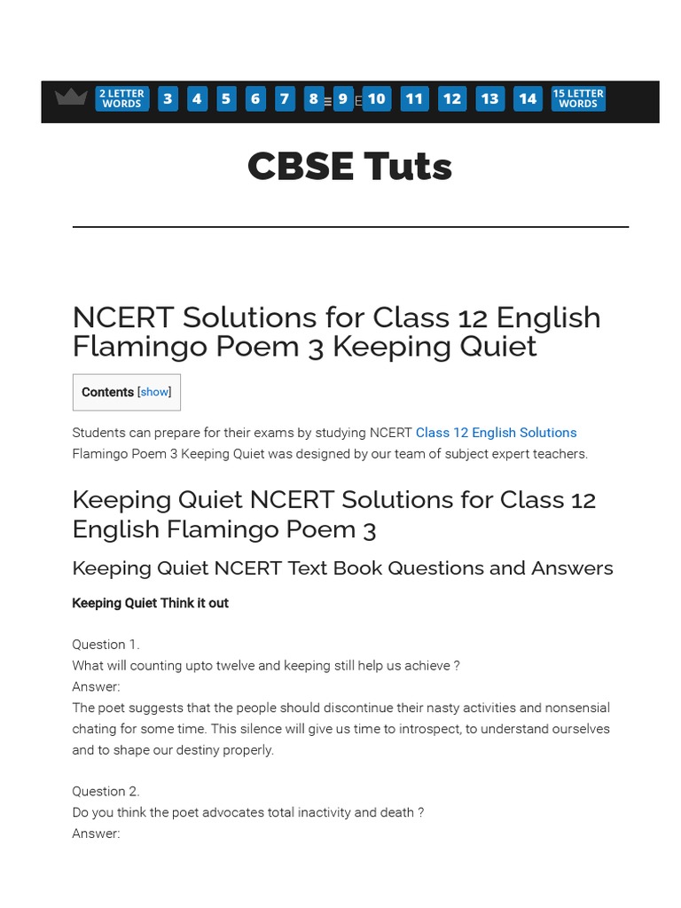 WWW Cbsetuts Com Ncert Solutions For Class 12 English Flamingo Poem 3 ...