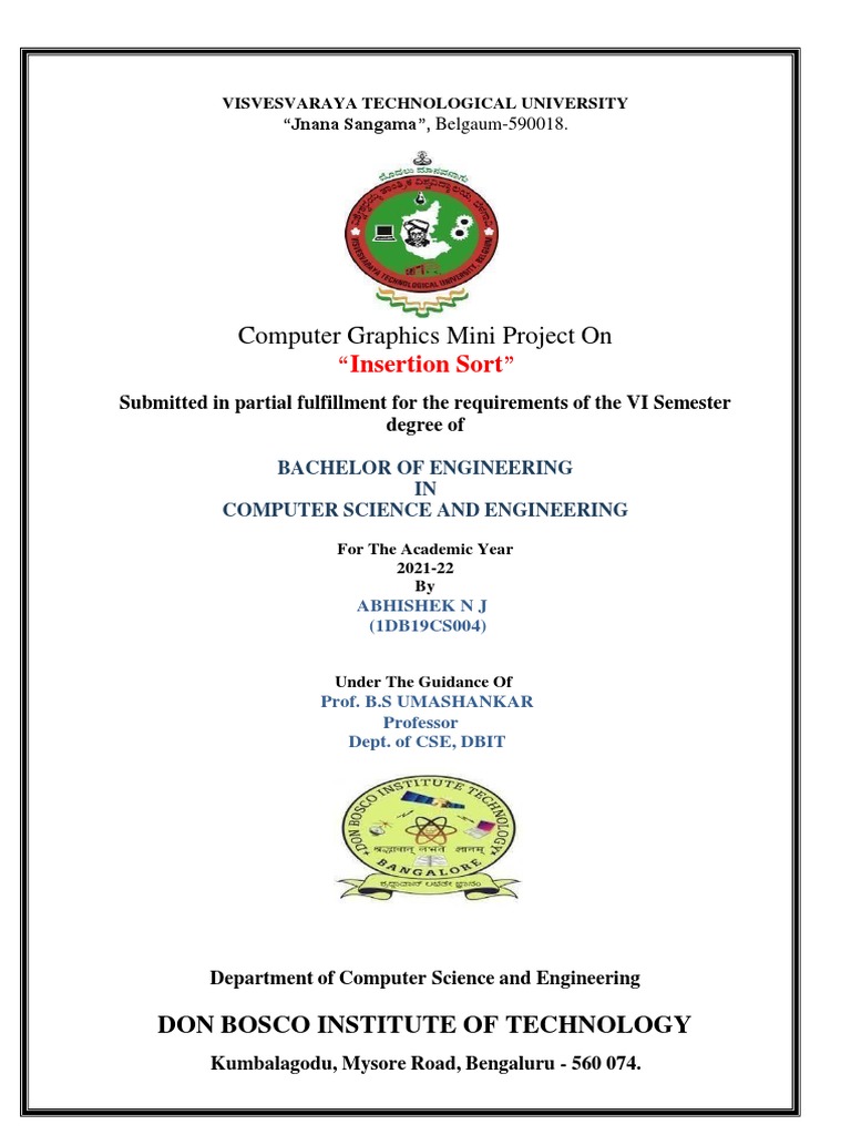 Computer Graphics Mini Project On: "Insertion Sort" | PDF | Callback (Computer Programming ...