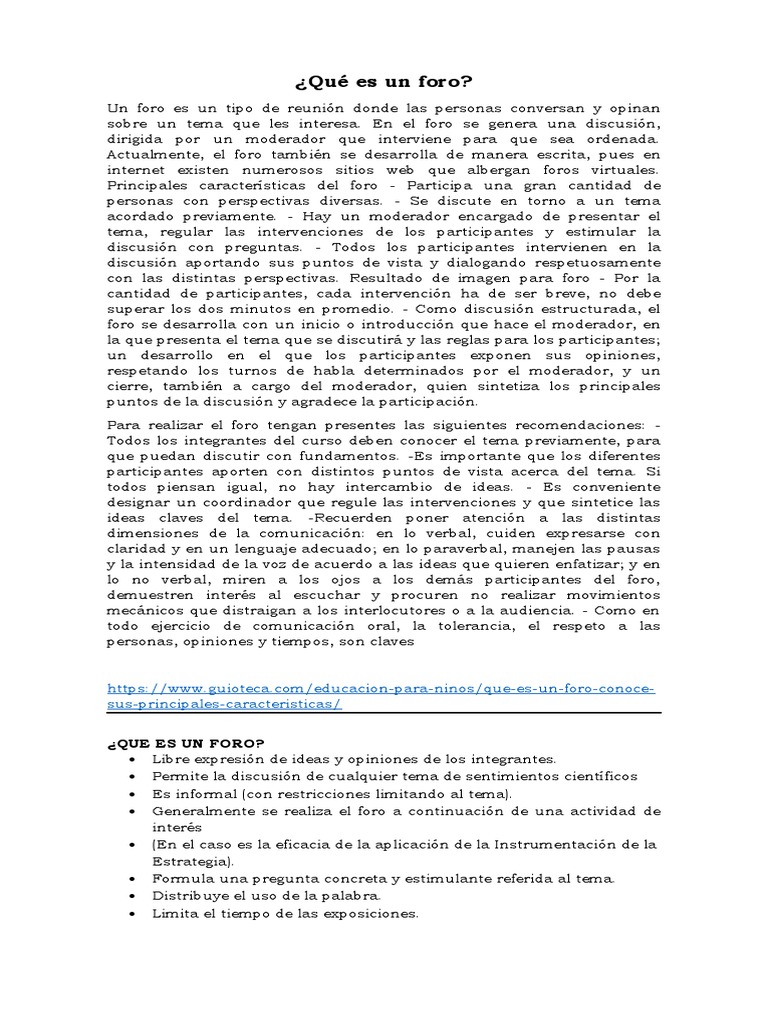 Características y elementos clave de un foro: participantes, moderador ...