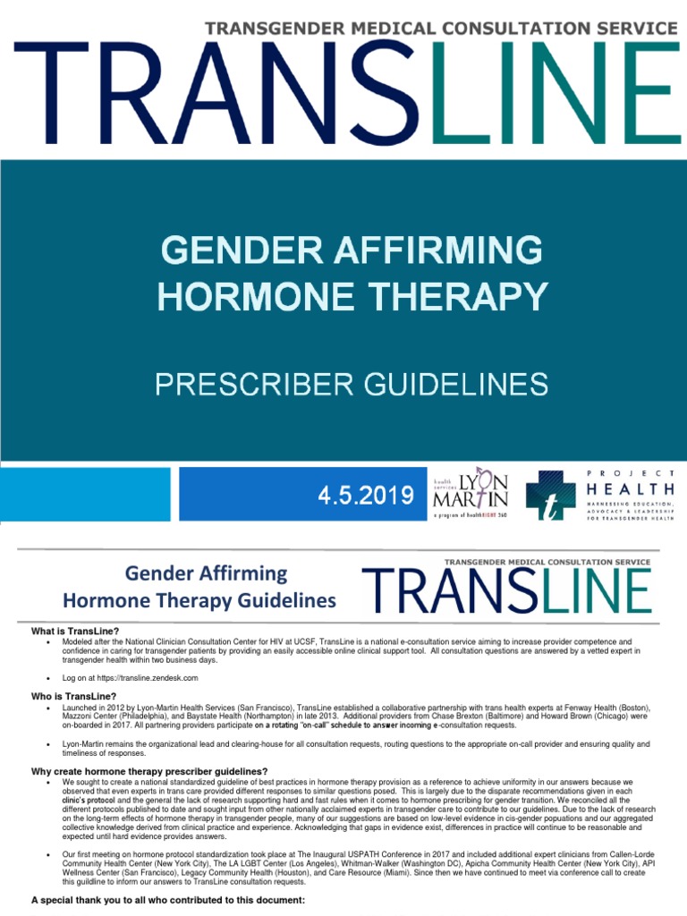 Gender Affirming Hormone Therapy Guidelines | PDF | Medical Specialties ...