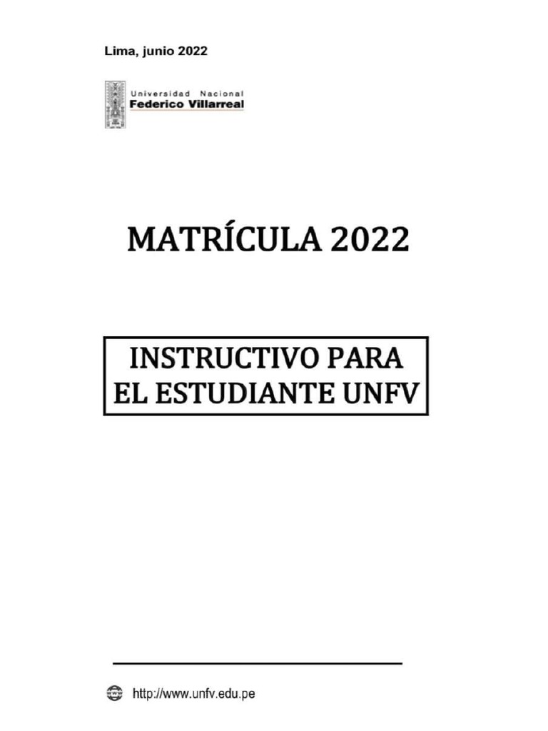 Instructivo para Estudiante Unfv Matricula 2022 | PDF