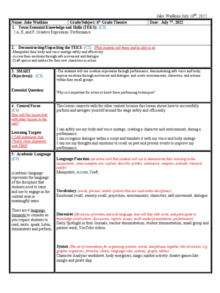 Edtpa Lesson Plan Guide LPG | PDF | Learning | Cognition