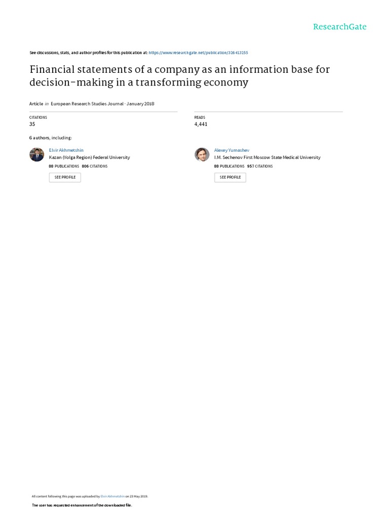 Financial Statements for Decision-Making | PDF | Financial Statement ...