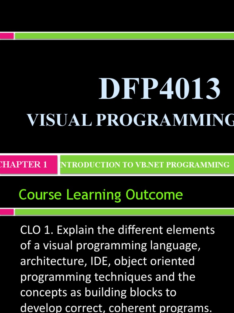 Chapter 1 - Introduction To VB - Net Programming | Download Free PDF ...