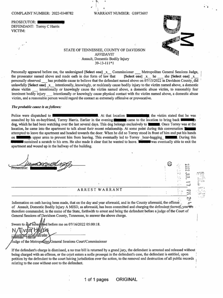 Tenn. State Rep. Torrey Harris Complaint | PDF