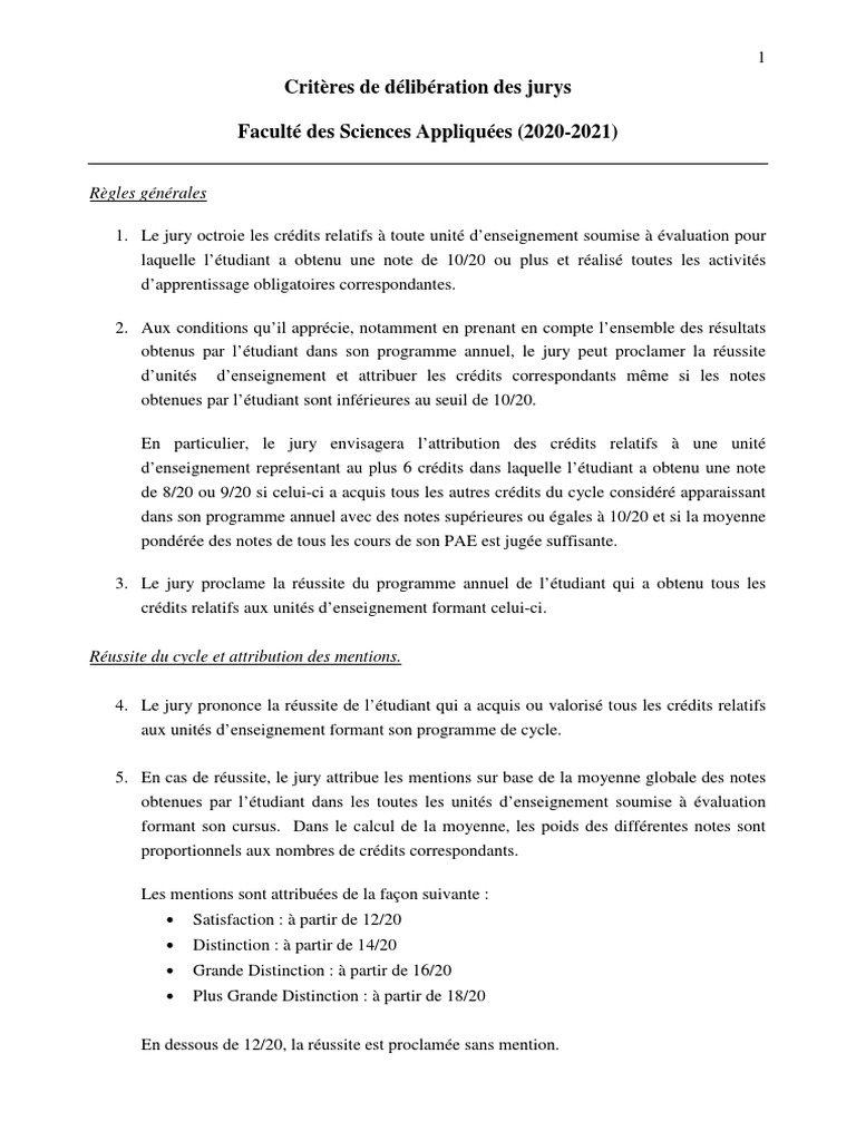 Criteres de Deliberation 20-21 | PDF | Évolution de carrière | Affaires