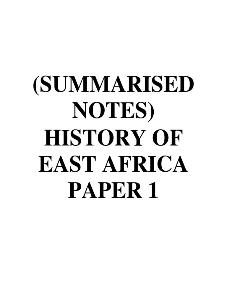 Summarized History of East Africa Paper 1 | PDF | East Africa | Portugal