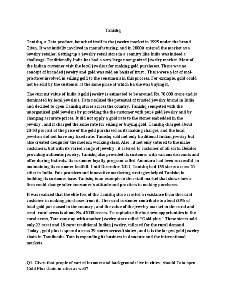 Tanishq Case Study Retail | PDF | Retail | Brand