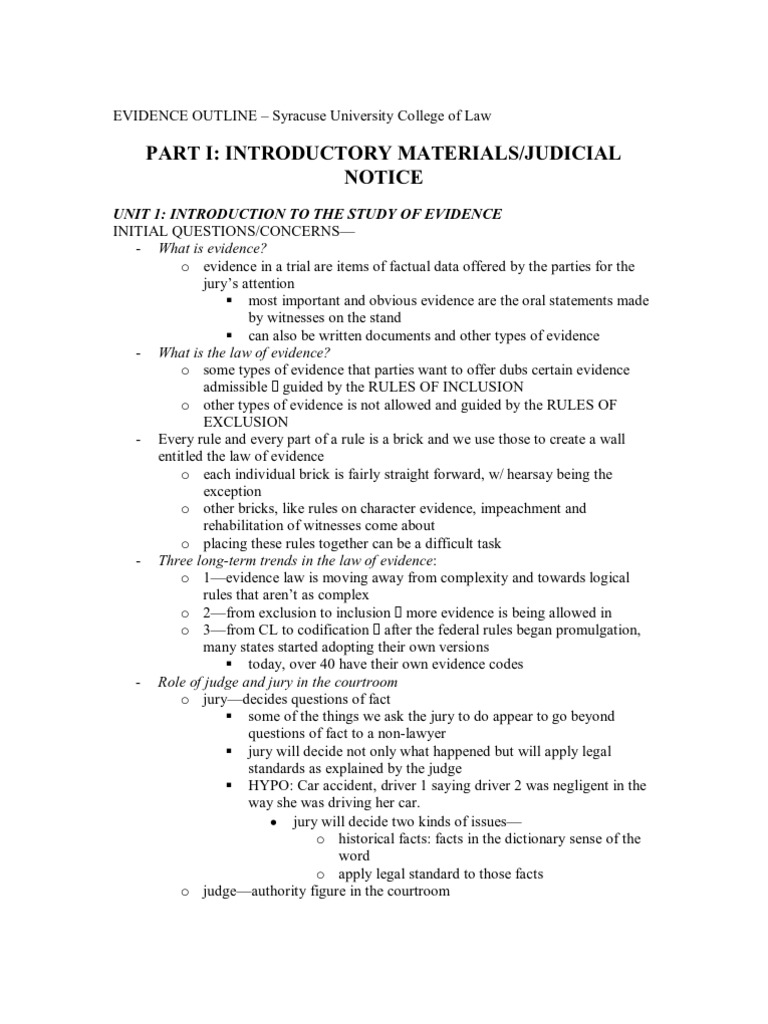 Unit 1: Introduction To The Study of Evidence | PDF | Relevance (Law ...