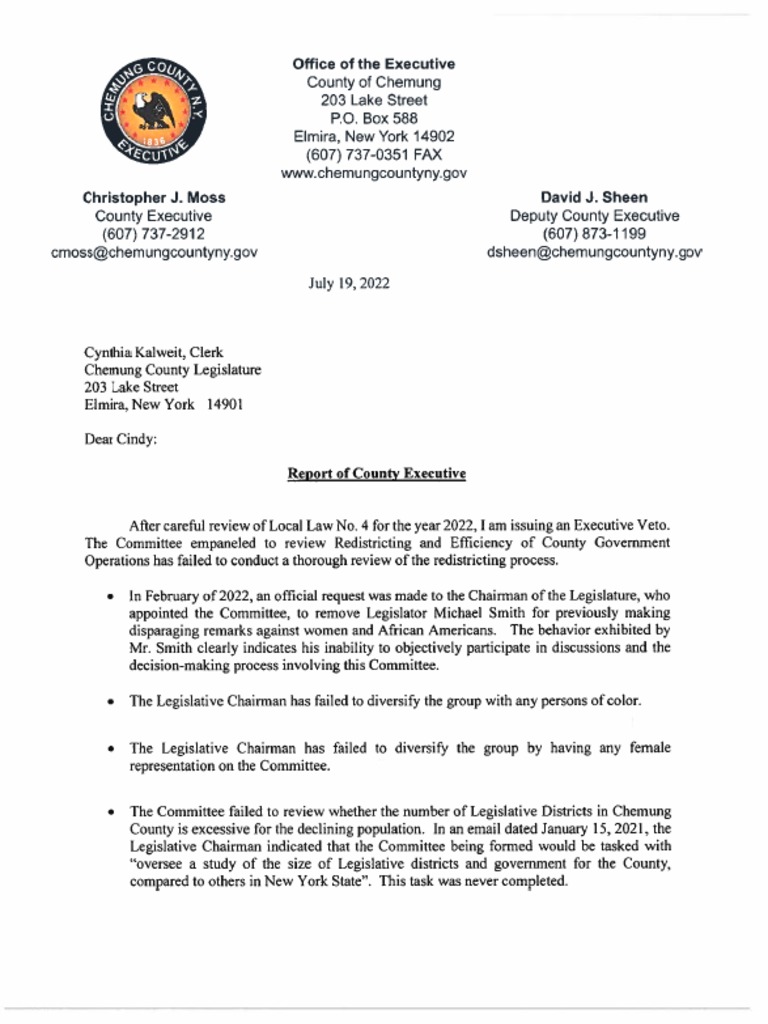 Letter To Clerk of The Legislature - Report of County Executive 7 19 22 ...