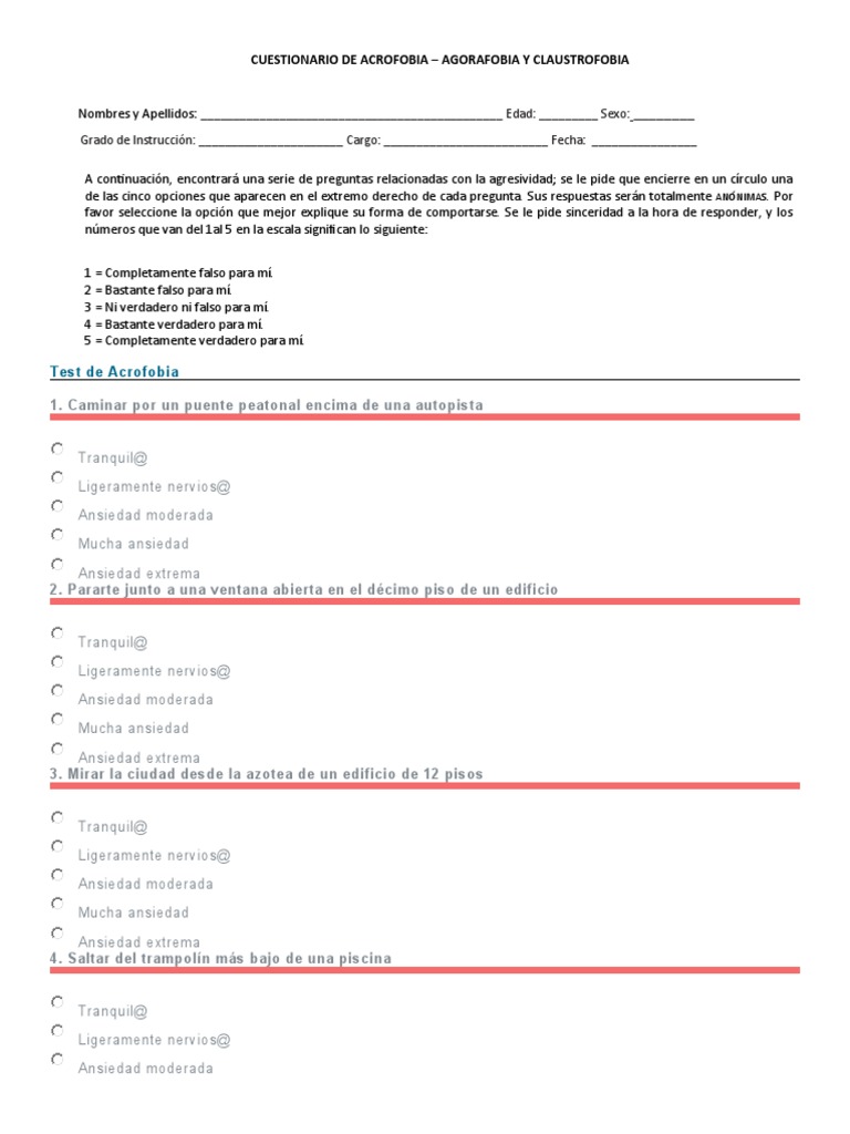 Test de Fobias | PDF
