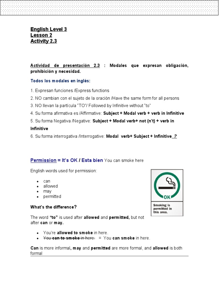 English Modals: Obligation & Prohibition | PDF | Verb | Language Mechanics