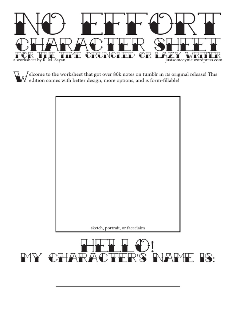 No-Effort Character Sheet Revamped FILLABLE | PDF No-Effort Character Sheet Revamped FILLABLE | PDF