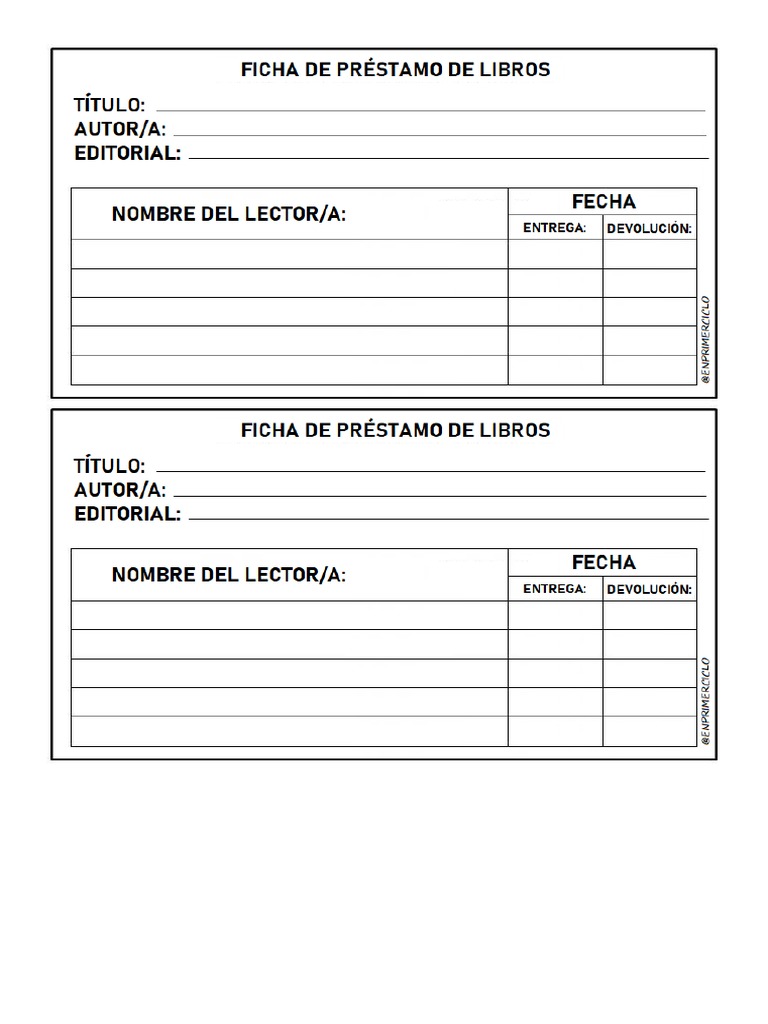 Ficha de Préstamo (Por Libro) | PDF