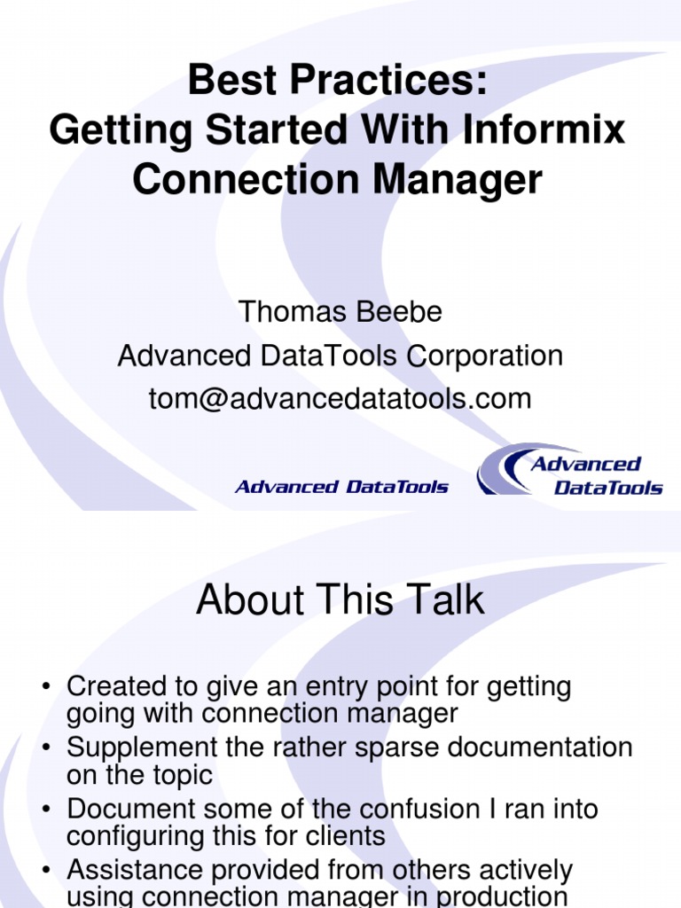 Best Practices: Getting Started With Informix Connection Manager | PDF | Server (Computing ...