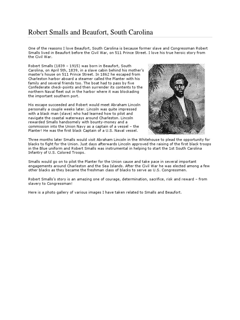 Robert Smalls and Beaufort - A Visual Guide | PDF | American Civil War ...