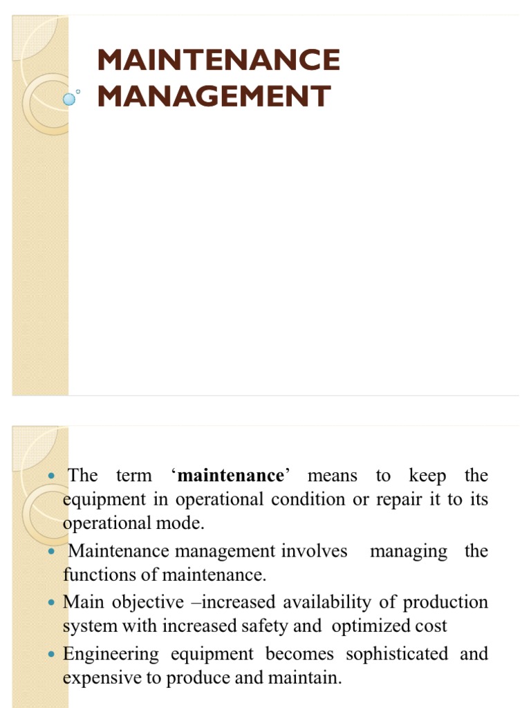 Maintenance Management Strategies & Objectives | PDF