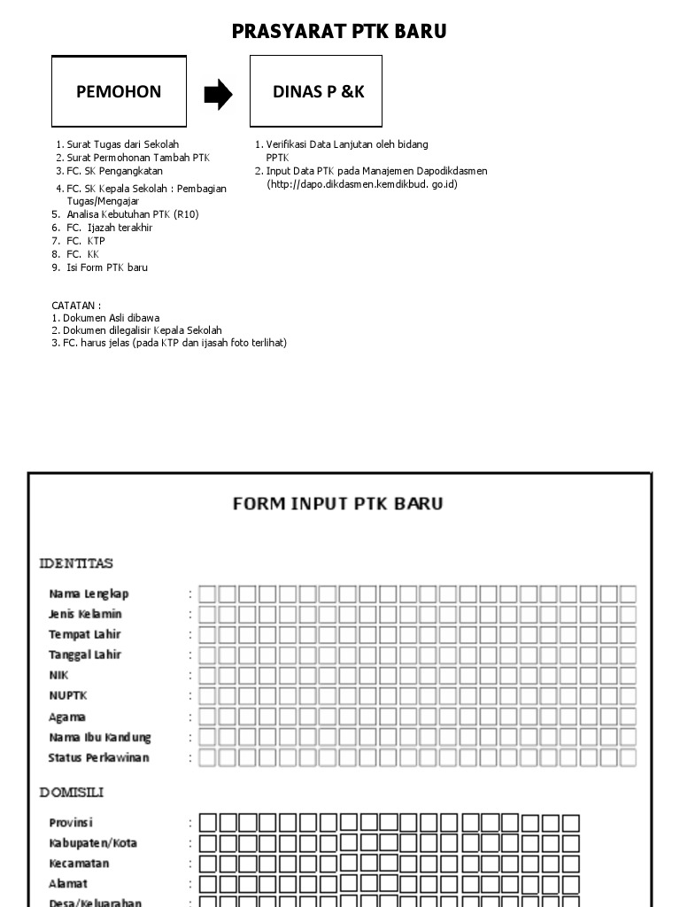ALUR PTK Baru FORM INPUT | PDF