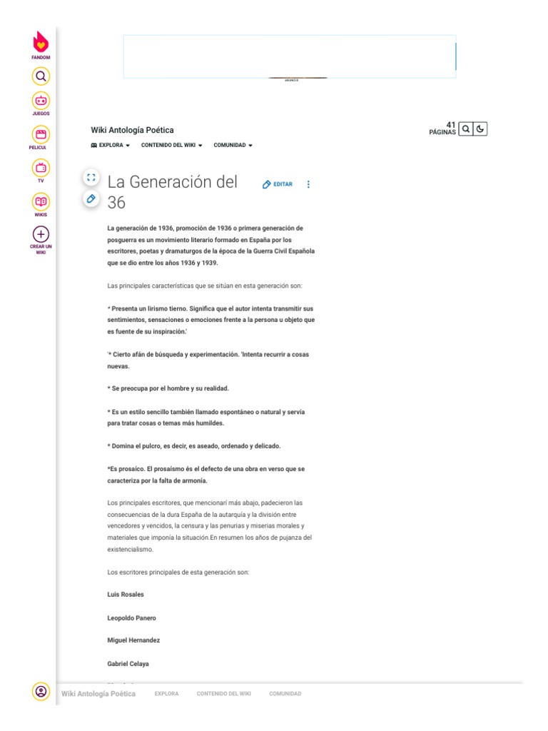 La Generación Del 36 - Wiki Antología Poética - Fandom | PDF ...