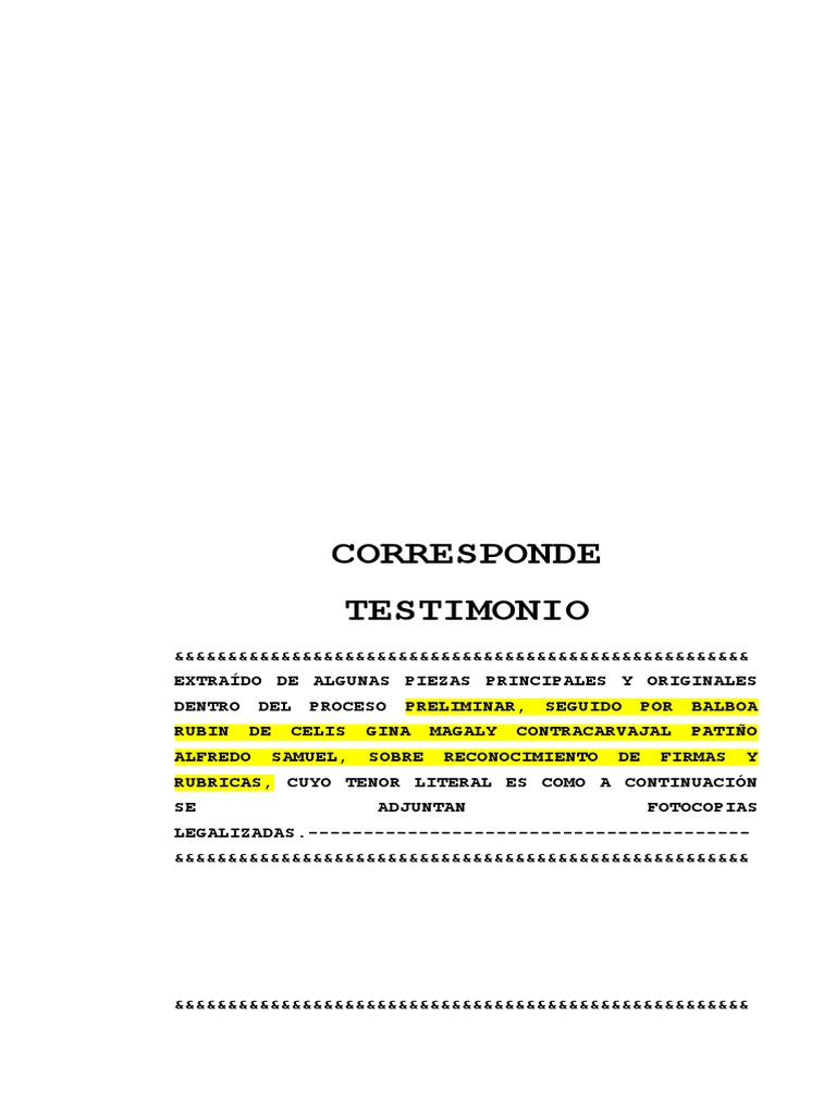 Modelo Testimonio Civil y Comercial | PDF | Bolivia | Ley constitucional