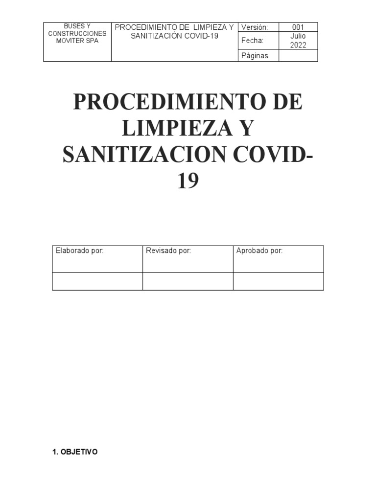 Procedimiento Limpieza y Sanitizacion | PDF | Agua | Residuos