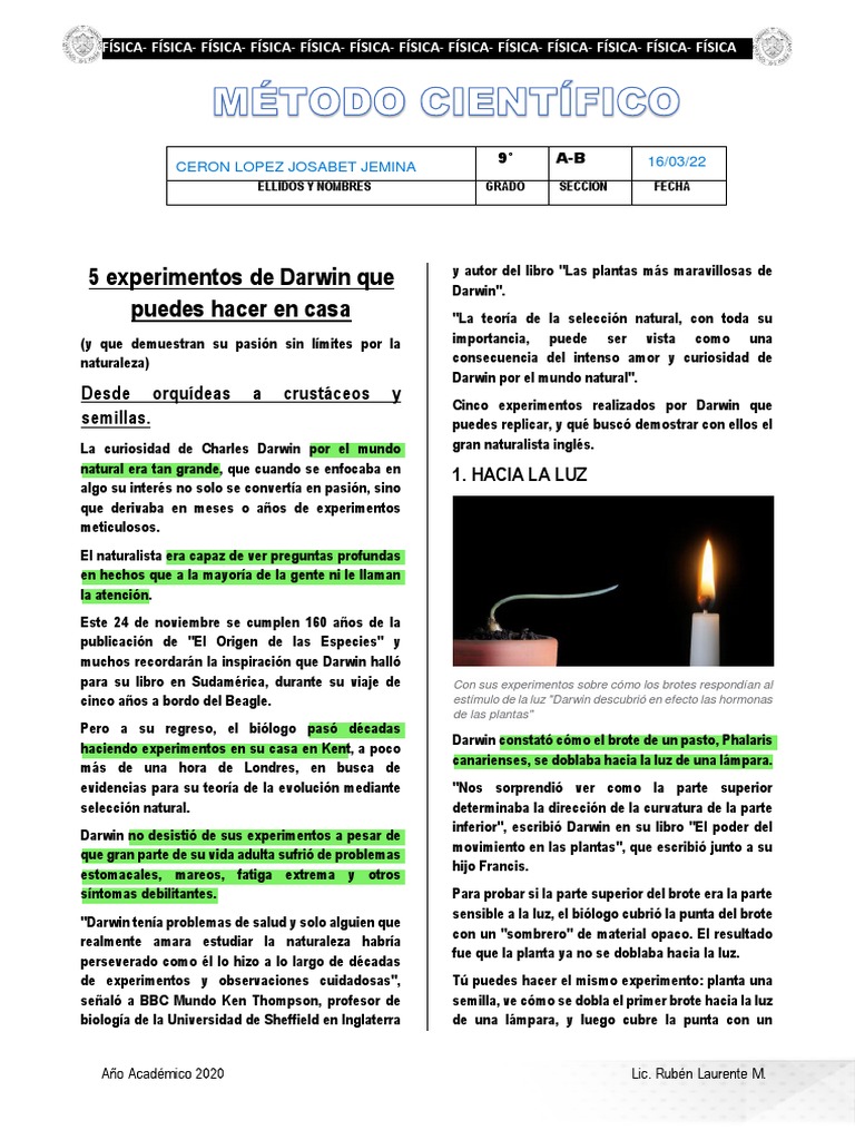 Lectura-Metodo Cientifico - 11 | PDF | Charles Darwin | Física