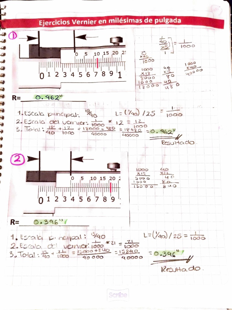 Ejercicios Vernier | PDF