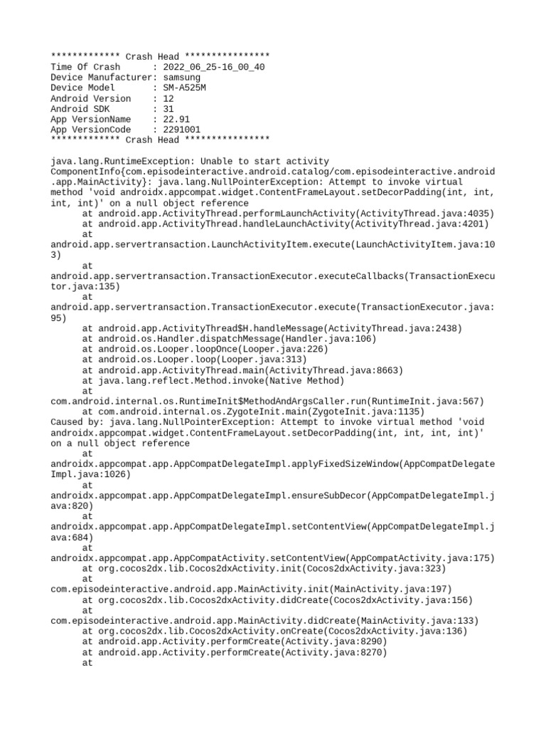 Mod Menu Crash 2022 06 25-16 00 40 | PDF | Java (Programming Language) | Android (Operating System)