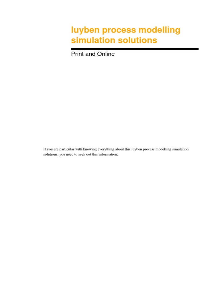 Luyben Process Modelling Simulation Solutions: Print and Online | PDF | Simulation | Mobile App