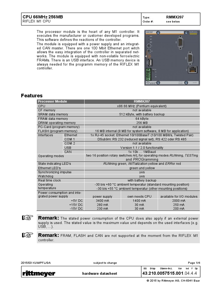RIFLEX M1 CPU RMMX207 Specifications | PDF | Booting | Usb