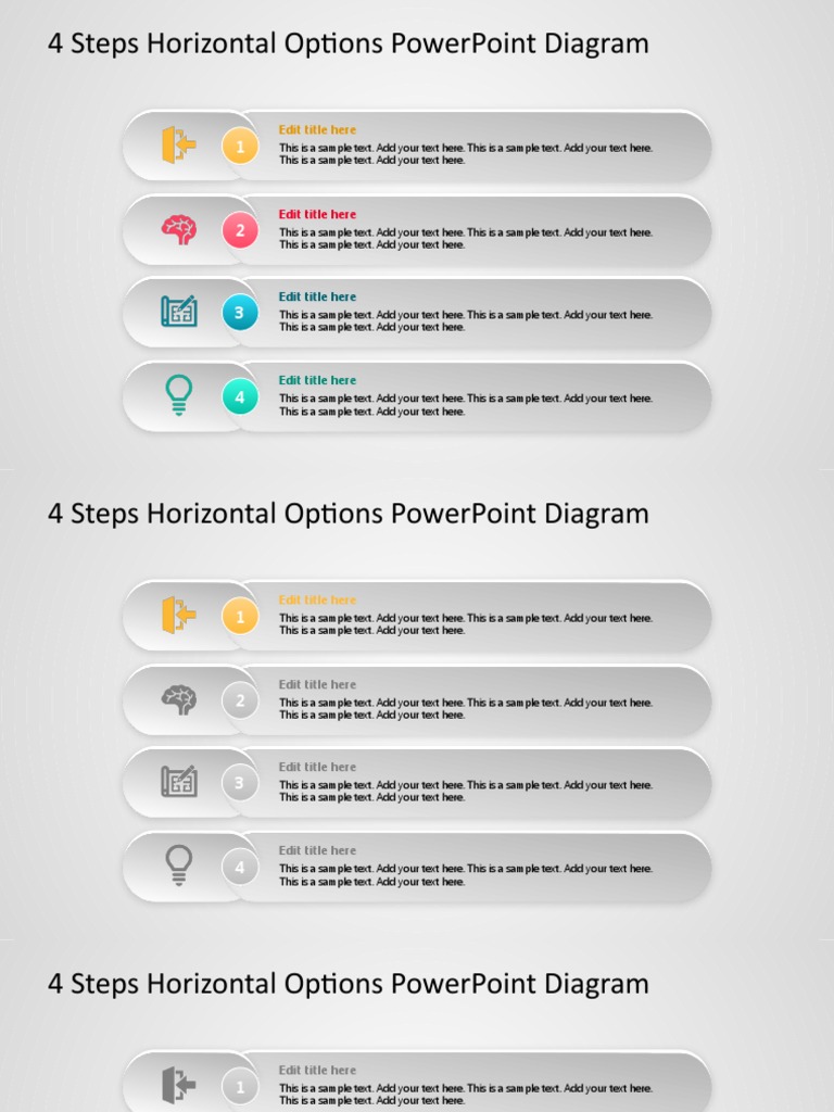 4 Steps Horizontal Options Powerpoint Diagram: Edit Title Here | PDF
