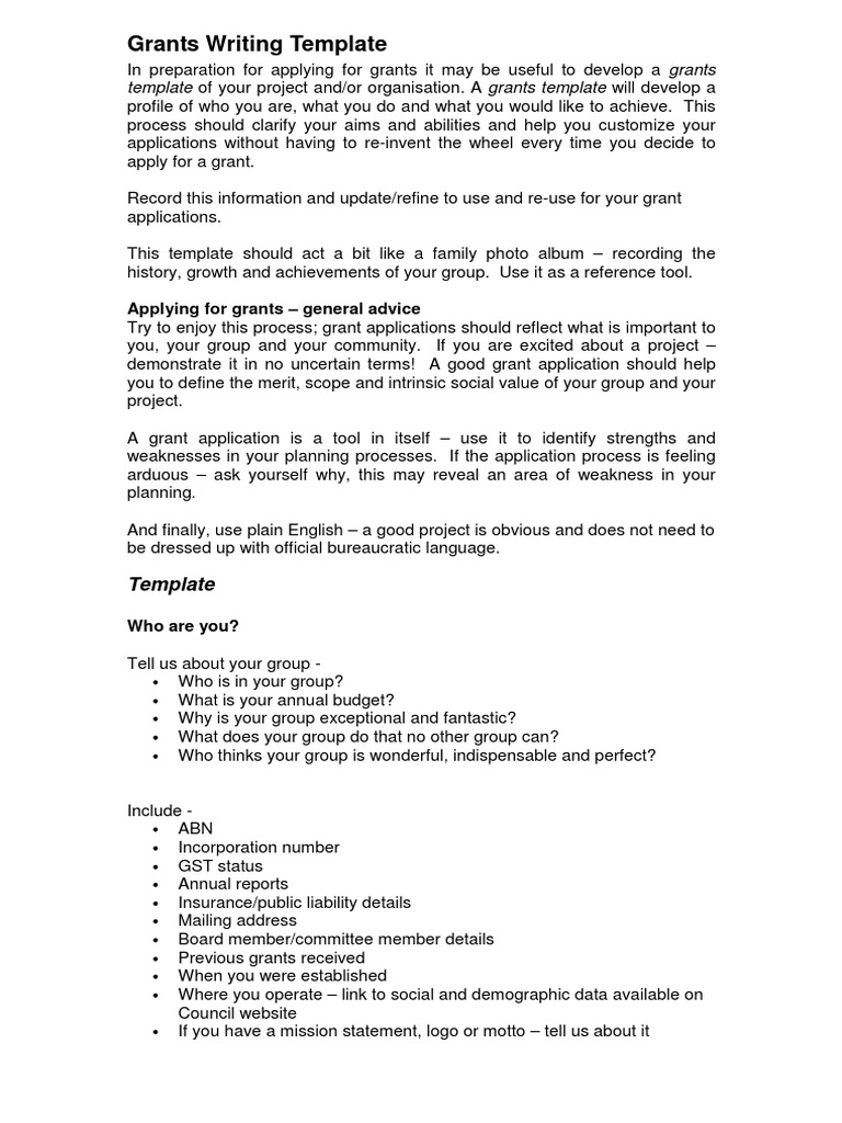Grants Writing Template | PDF | Business | Communication