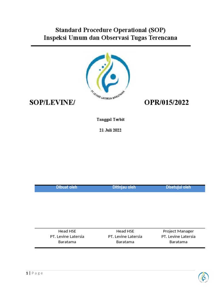 SOP 015 Standart Operational Prosedur Inspeksi Umum Dan Observasi Tugas ...