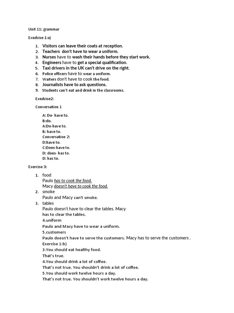 Grammar exercises unit 11 | PDF | Clothing