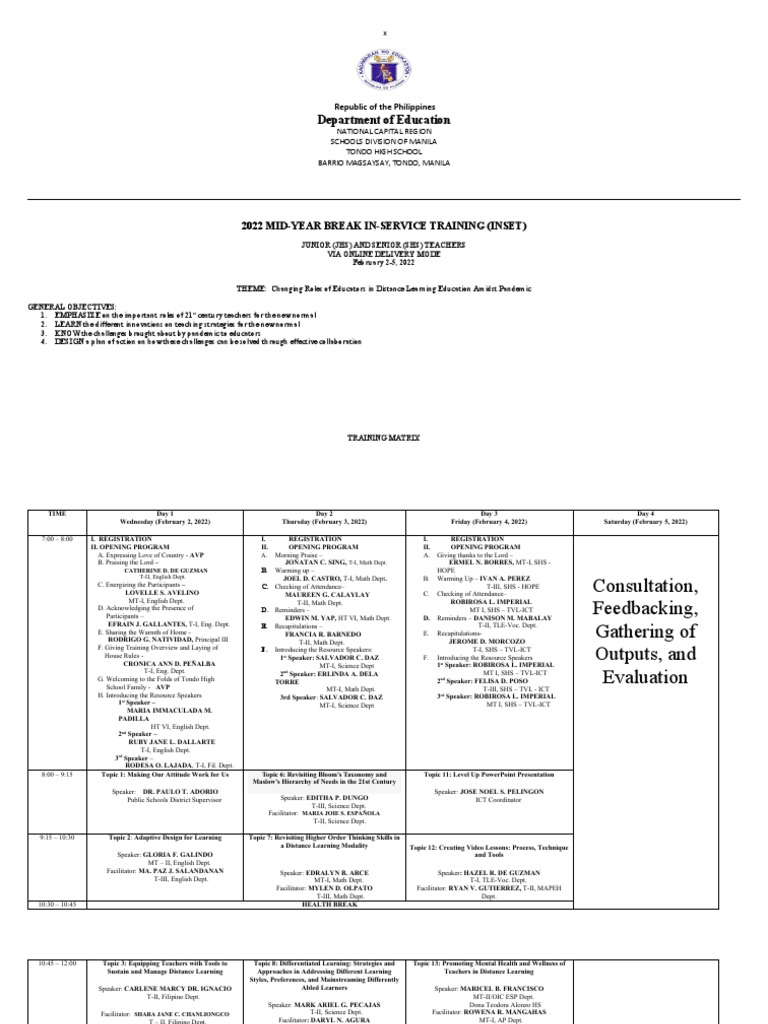 Inset Edited Training Design Matrix | Download Free PDF | Behavior ...