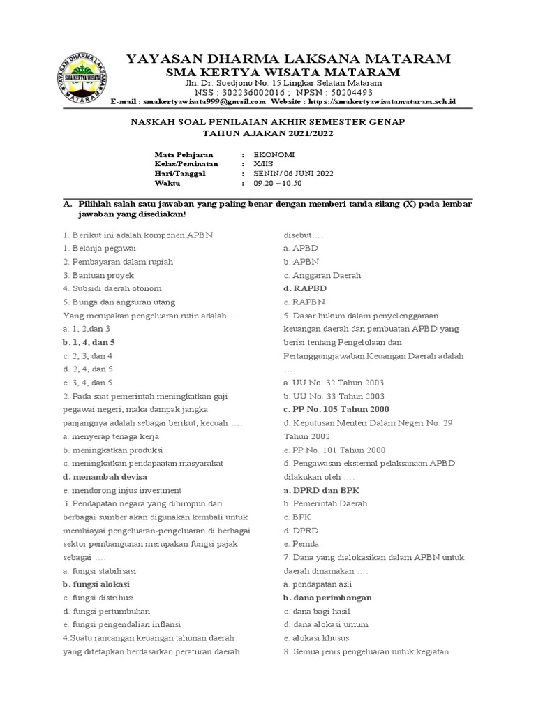 PAS Genap 2021 2022 Kelas Xi Iis (1 Baru) | PDF